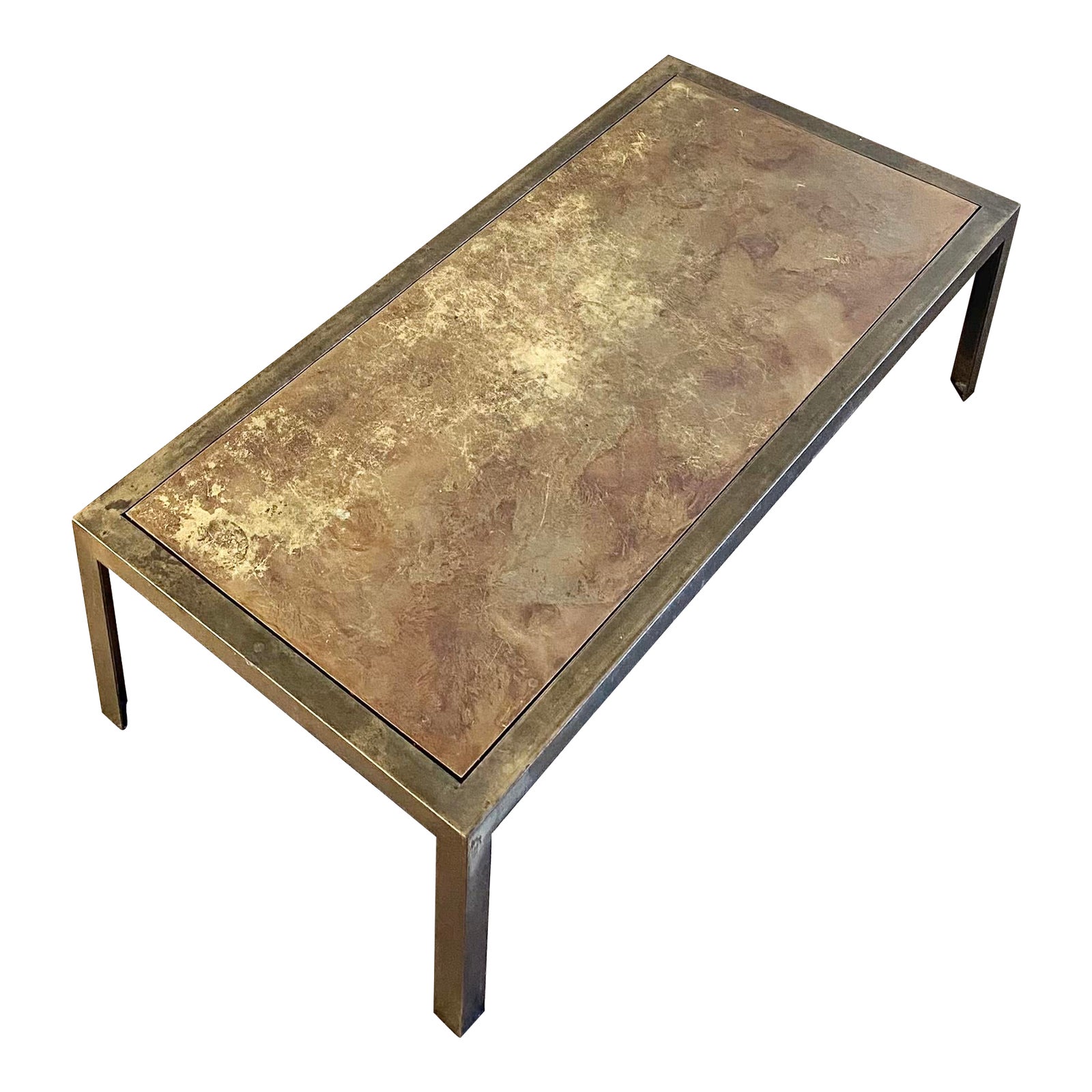 Bronze + Brass Parsons Coffee Cocktail Table | Chairish