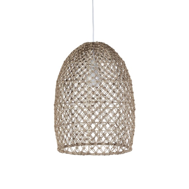 Anisa Tall Natural Abaca Pendant Lamp, 22.5" | Chairish