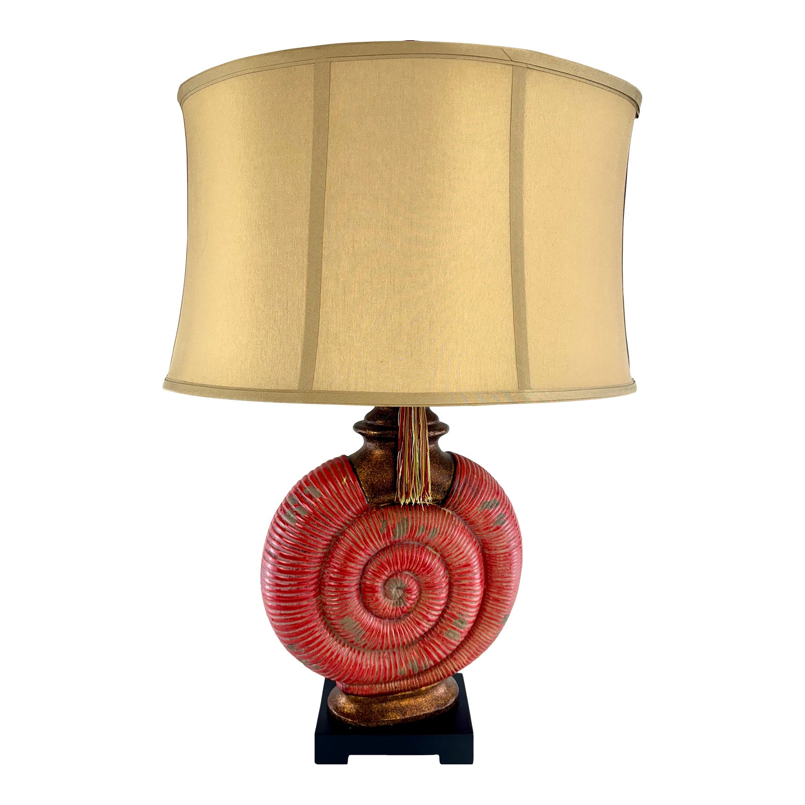 Vintage Red Ammonite Shell Design Ceramic Table Lamp | Chairish