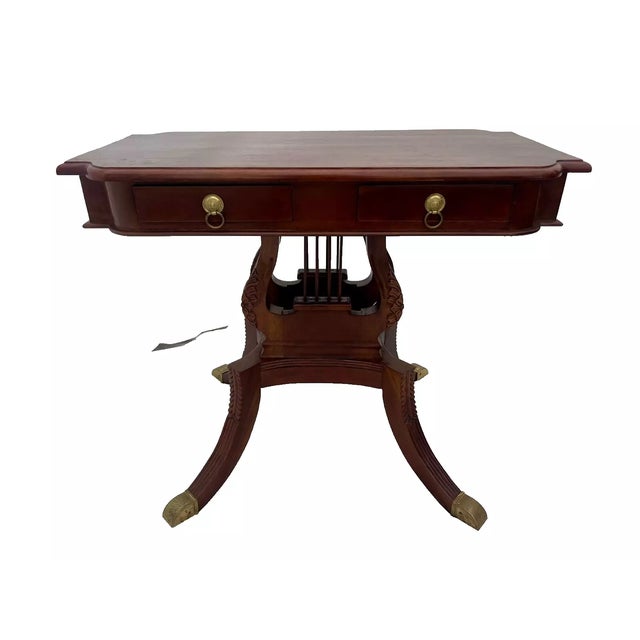 Mid 20th Century Console Table Lyre Violin Double Harp Pedestal Base ...