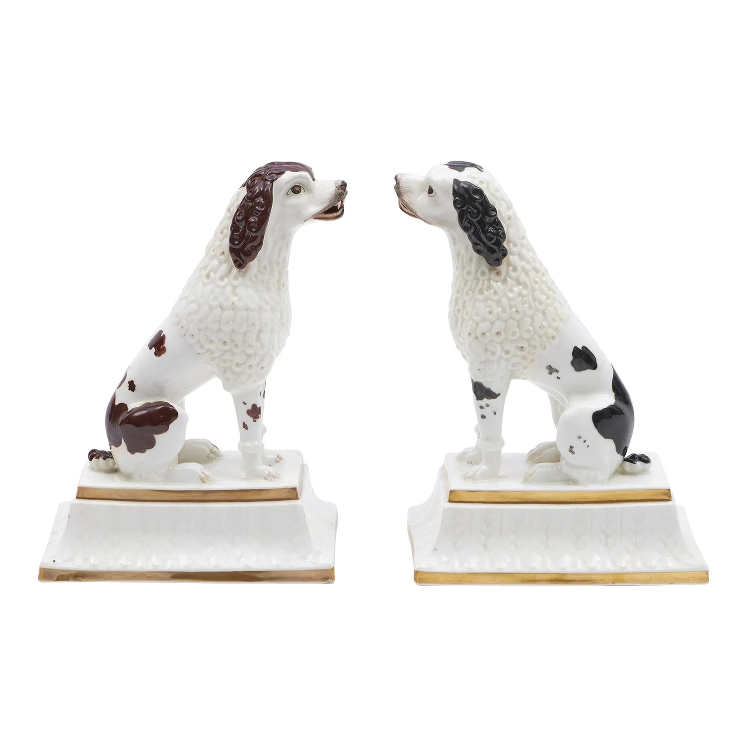 Large Antique Early 19th Century English Porcelain Figures of Spotted ...