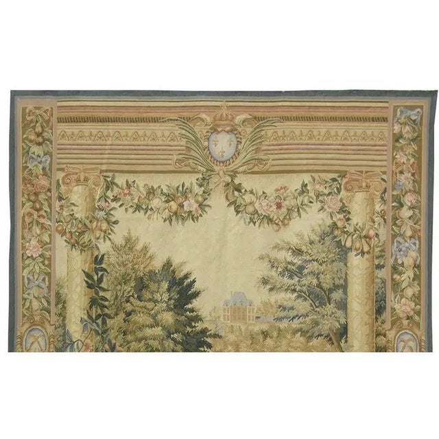 Vintage Tapestry Depicting a Fancy Garden | Chairish