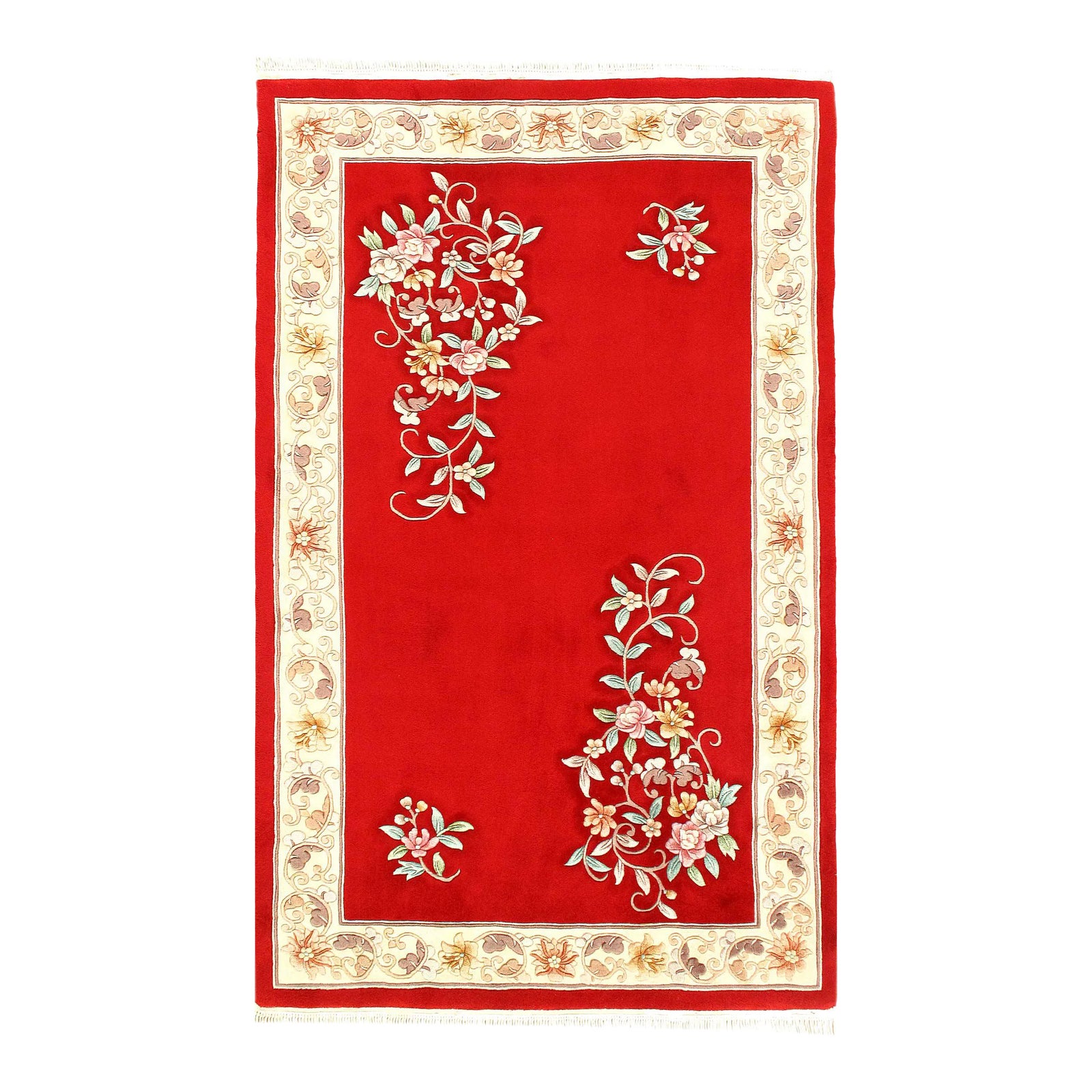 Red Color Vintage Chinese Peking Rug 4'11'' X 8'1'' | Chairish