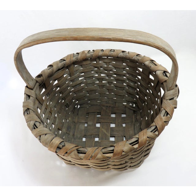 Big Antique Rustic American Primitive Hand Woven Basket | Chairish