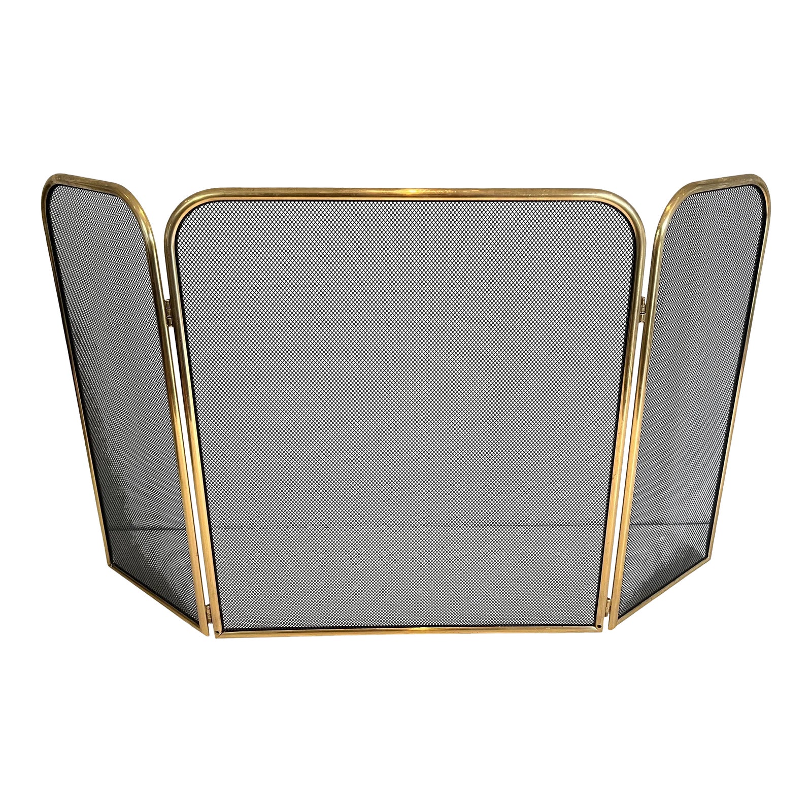 Brass and Grilling Fireplace Screen | Chairish