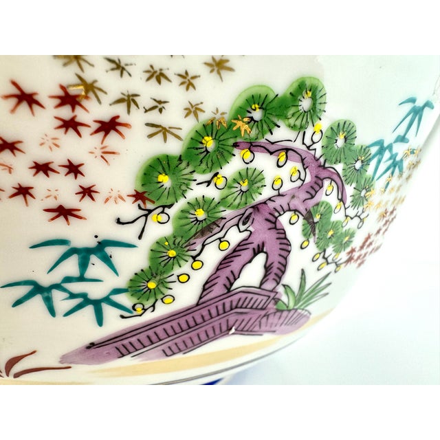 Vintage Large Porcelain Asian Decorative Bowl | Chairish