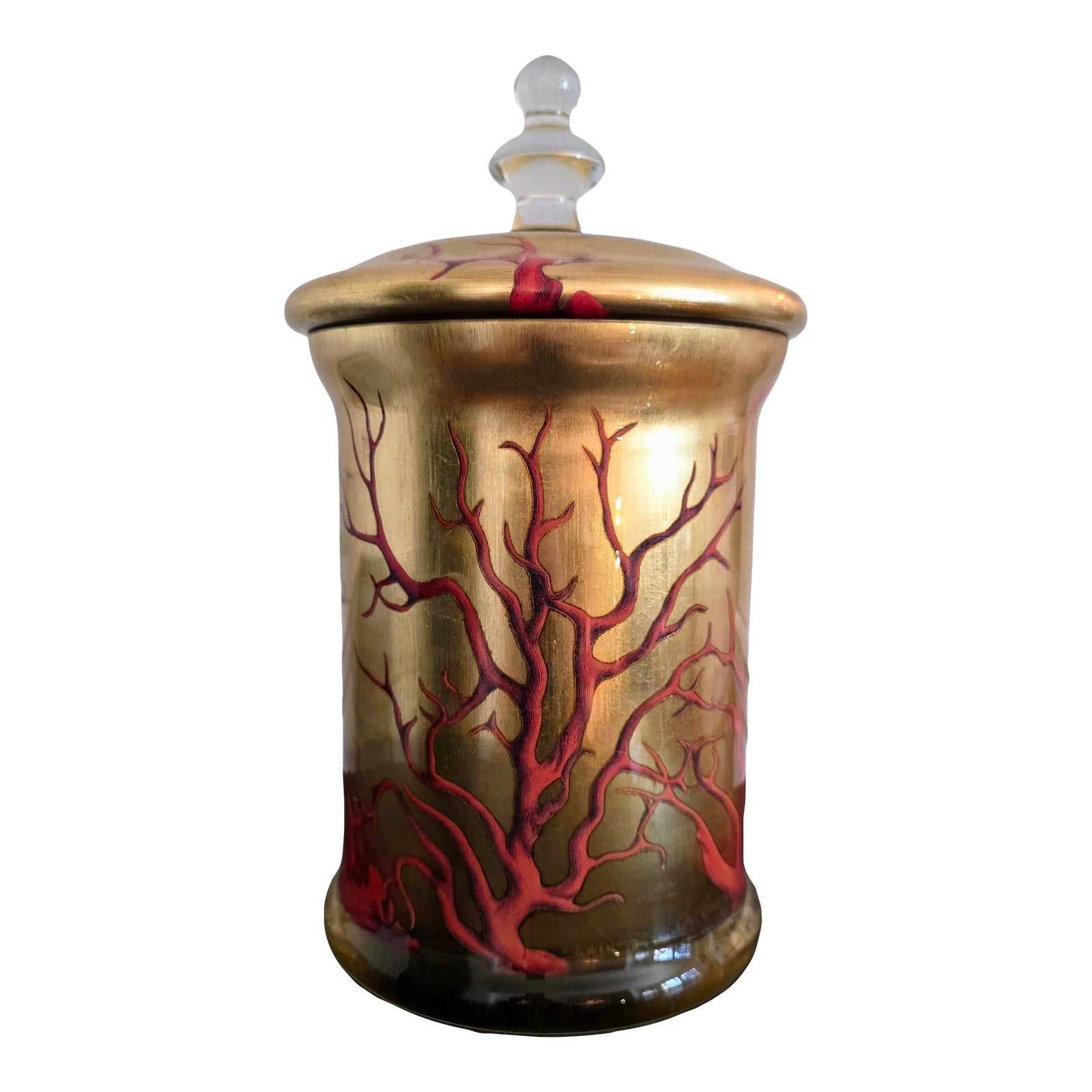 Scott Potter Gilded Decoupage Apothecary Jar | Chairish