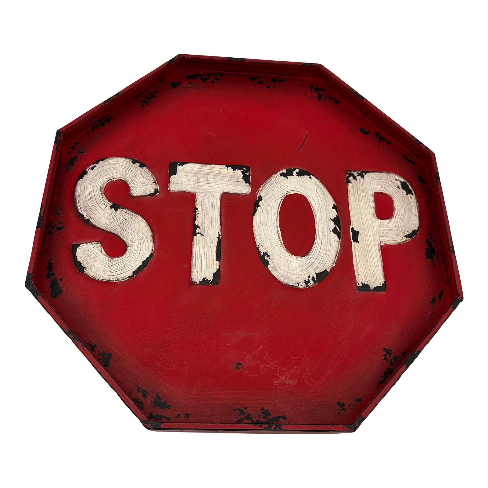 20th Century Stop Sign; American, Embossed Metal Sign | Chairish
