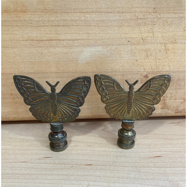 Late 20th Century Brass Butterfly Lamp Finial, Set of 2 | Chairish