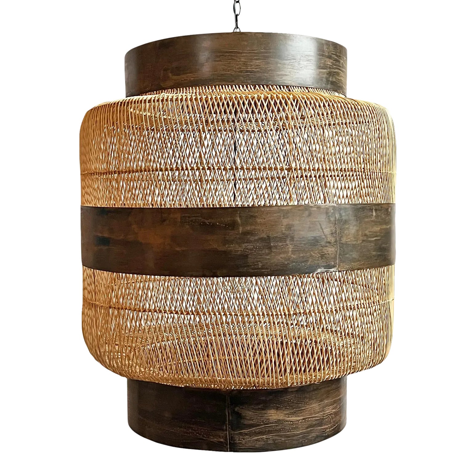 Iron Band Wicker Liberty Pendant Light | Chairish
