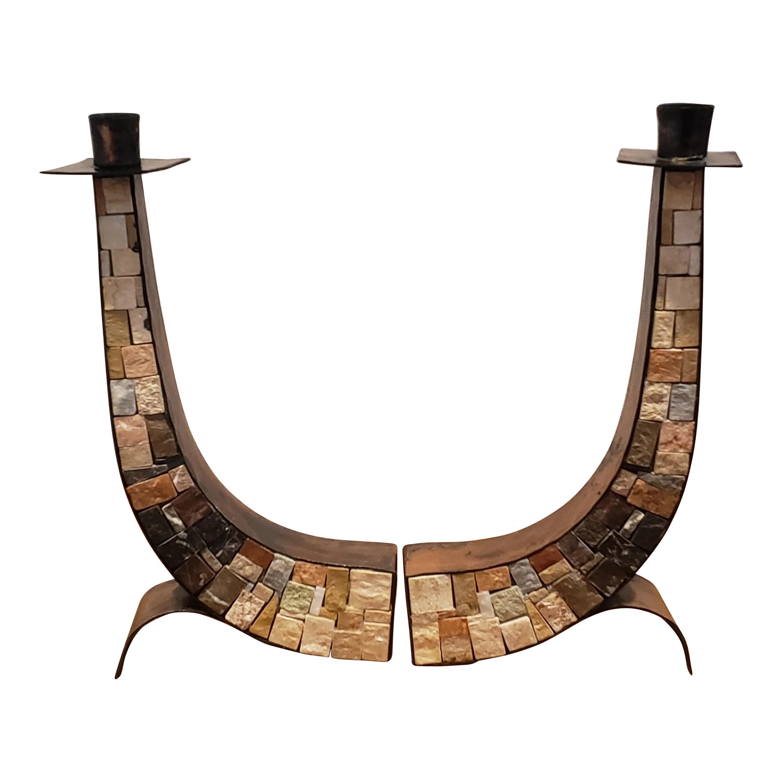 Vintage Stone & Copper Shabbat Brutalist Design From Eilon Mosaics ...