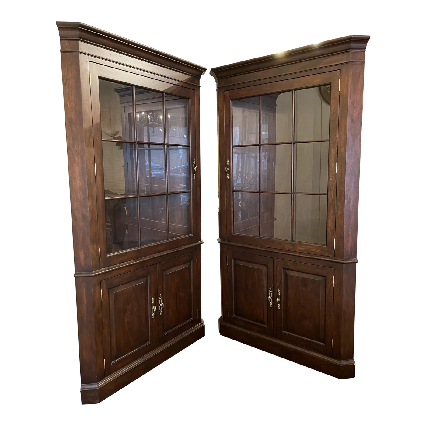 Pair of Mahogany Corner Cupboards Custom Made for a Client by the ...