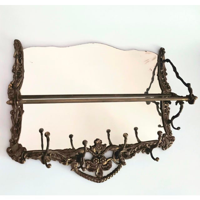 French Bronze Coat Rack With Mirror 1940s | Chairish