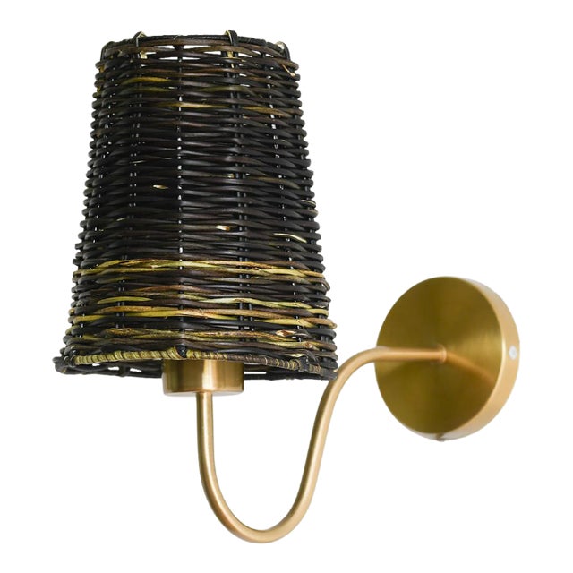 Natural Nito Wicker Wall Sconce Lamp | Chairish