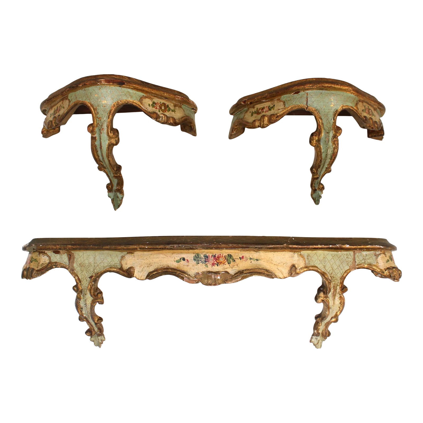 1910 "Made in Italy" Florentine Carved Giltwood Petite Wall Brackets ...