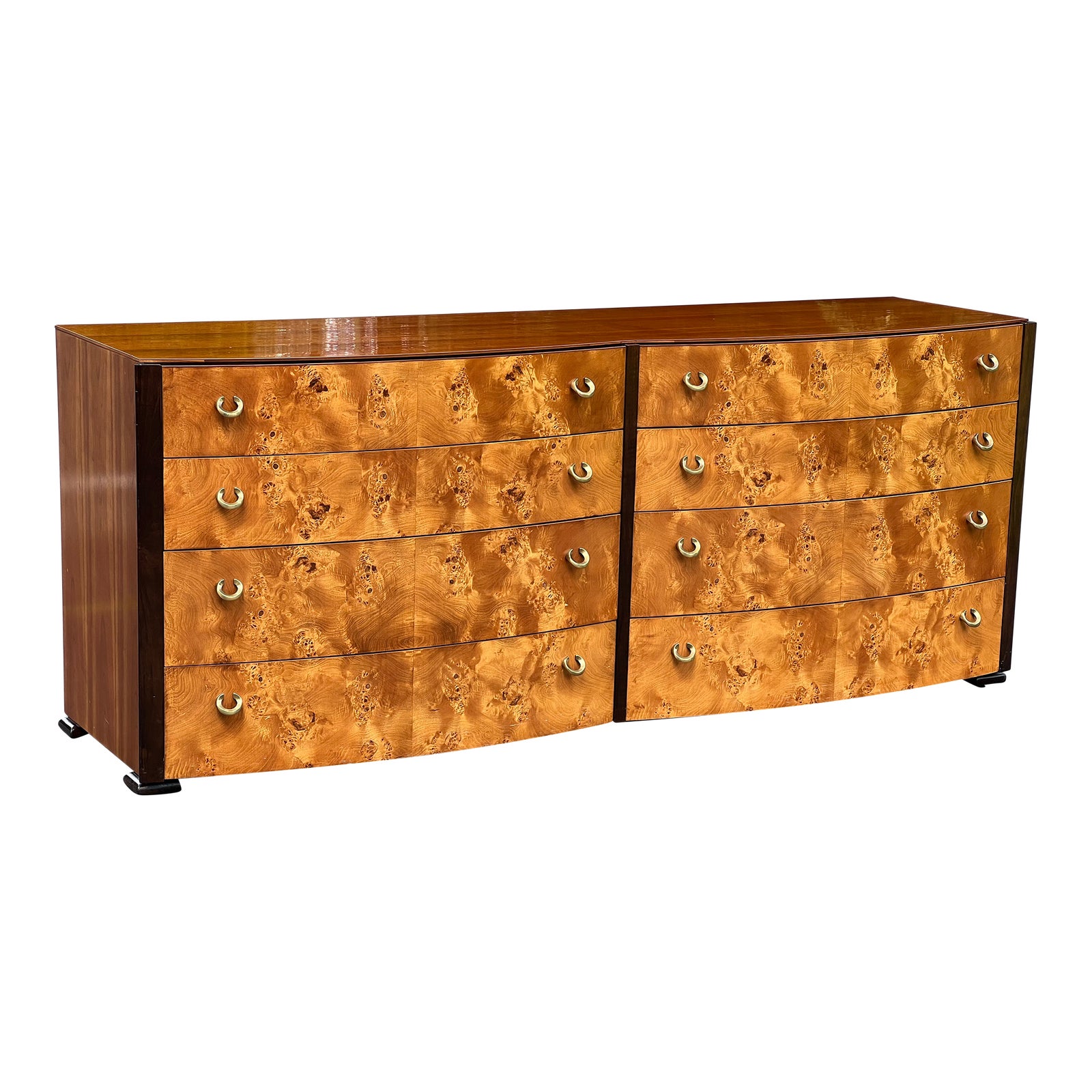 Modern Briar Burl Wood Eight Drawer Chest by Hickory White | Chairish
