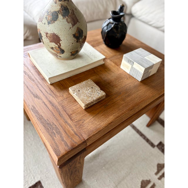 Vintage Restored Solid Wood Coffee Table With Parquet Top | Chairish