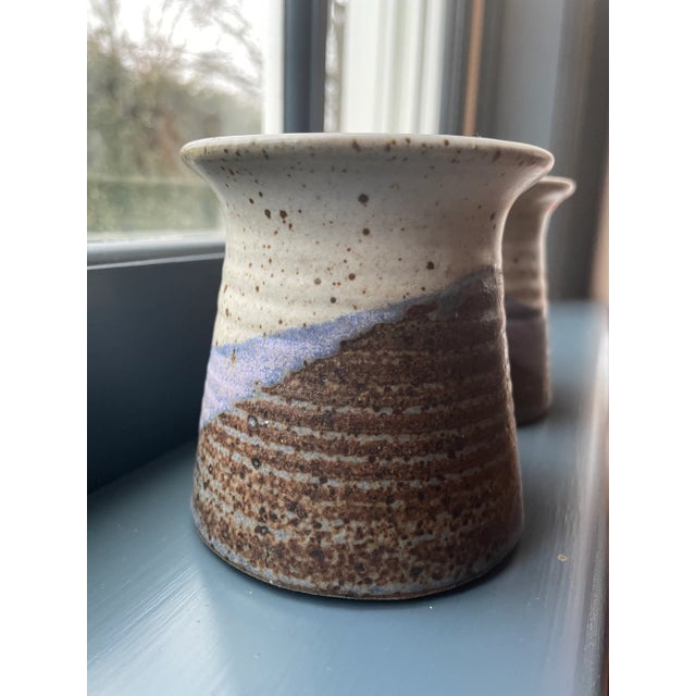 Vintage Hand-Made Hand-Painted Blue Maine Pottery Vessels - a Pair ...