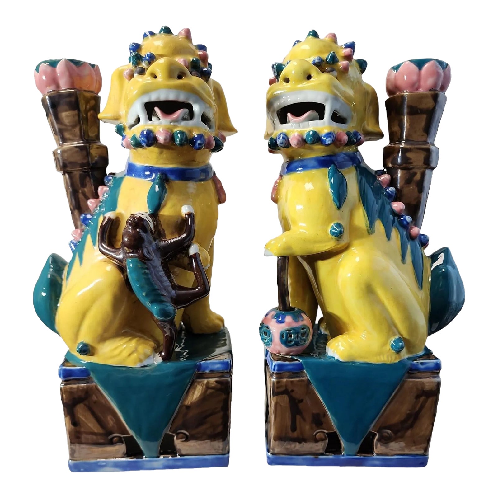 Early 20th Century Chinese Foo Dogs - a Pair | Chairish