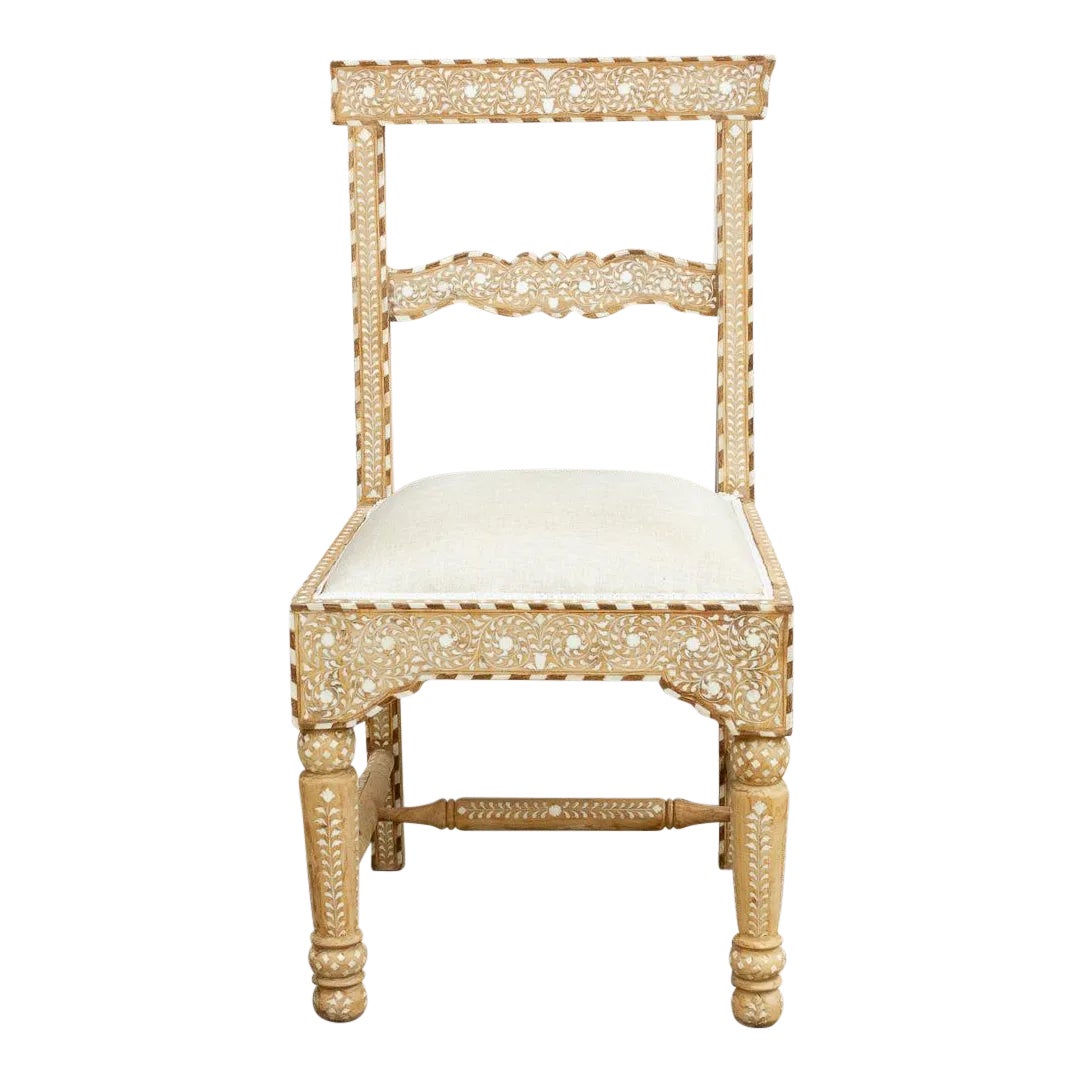 British Colonial Inlaid Chair | Chairish