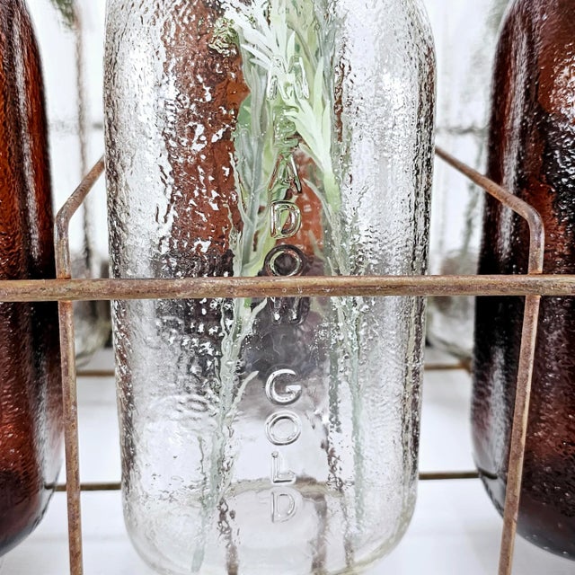 Rustic Floral Milk Glass Bottles & Store Display | Chairish