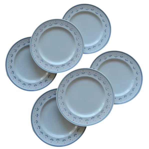 Vintage Dessert Plates with Floral Border rom Longchamp, 1970s, Set of ...