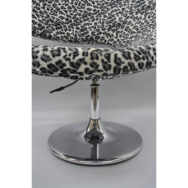 Modern Leopard Print Chrome Swivel Lounge Chair | Chairish