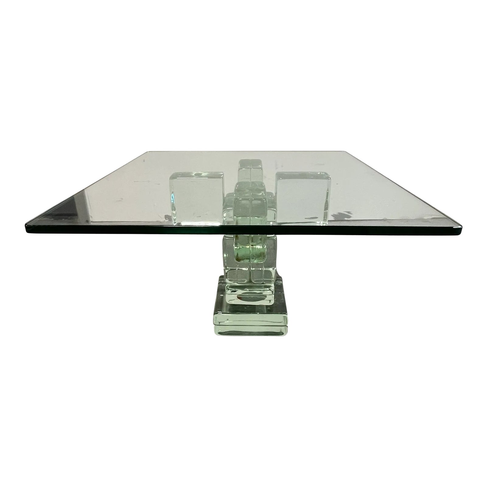 Mid-Century Modern Italian Glass Block Table | Chairish