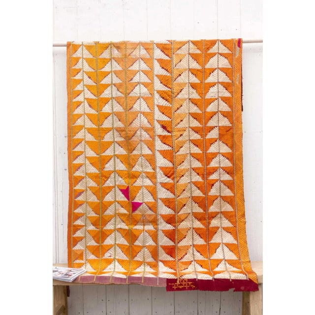 Antique Hand-Stitched Indian Phulkari Throw | Chairish