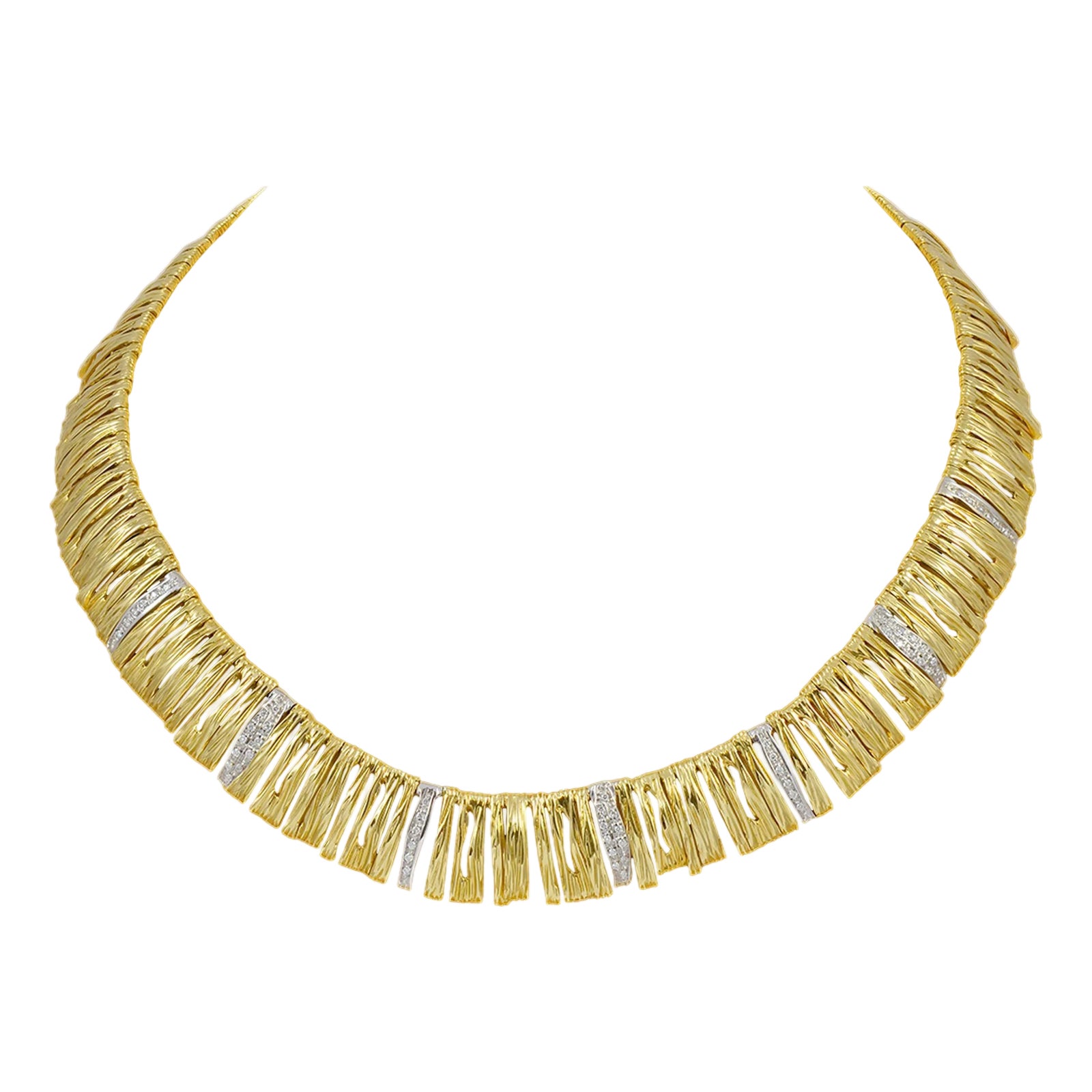 Designer Roberto Coin Diamond Elephant Skin Necklace, 18 Karat Gold 53 ...