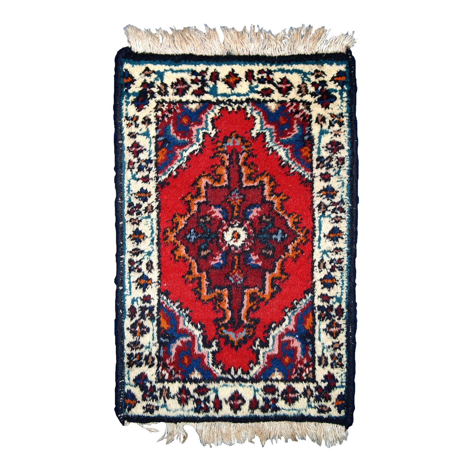 Handmade Vintage Persian Hamadan Rug 1.3' X 1.9' (40cm X 60cm) 1970s ...