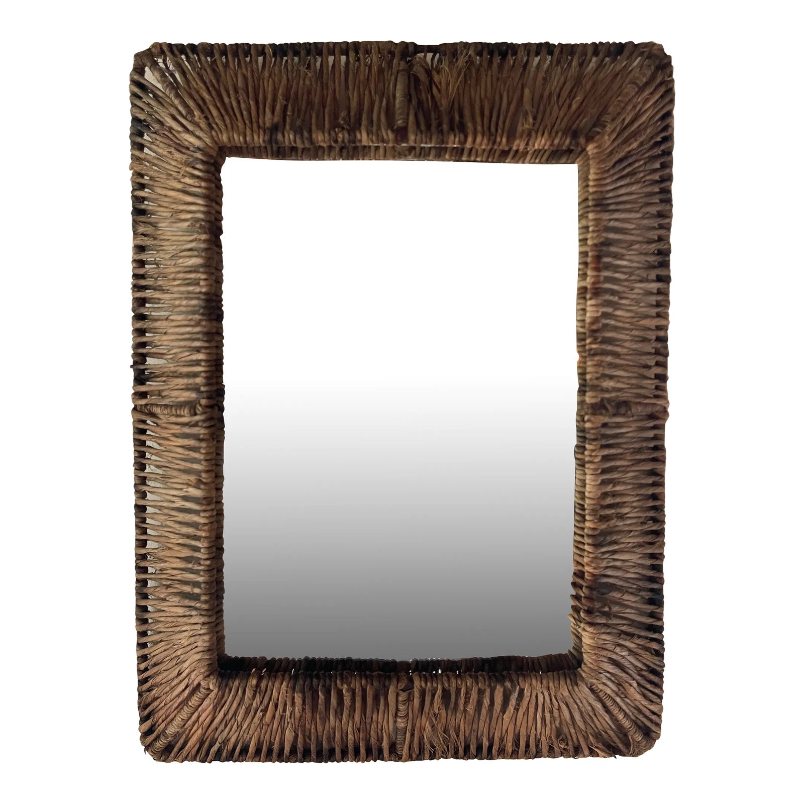 Midcentury Grass Cord Mirror | Chairish