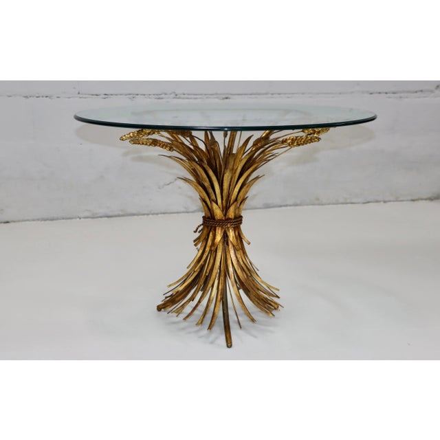 1960's Coco Chanel Style Sheaf Of Wheat Gilt Side Table | Chairish