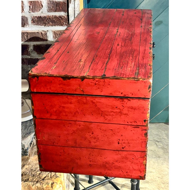 Pottery Barn Weston Chest in Ming Red | Chairish
