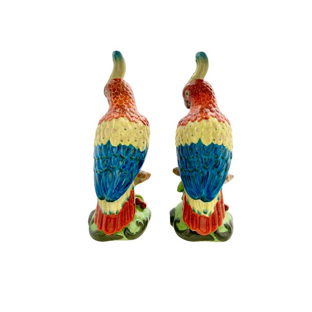 Vintage Oriental Pair Ceramic Parrot Tropical Style Bird Figurine ...