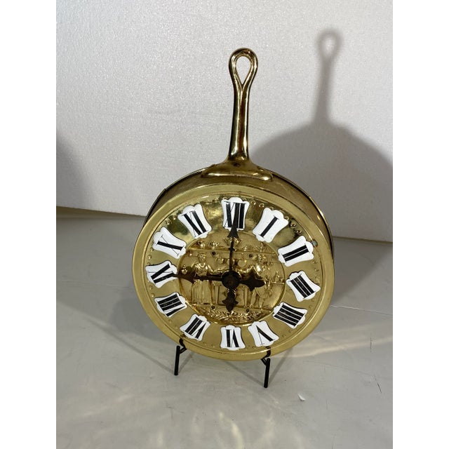 Mid 20th Century Brass and Copper Clock in the Shape of Frypan With ...