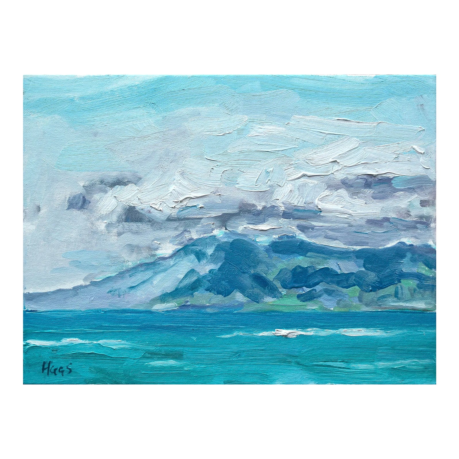 Contemporary Oil Painting Original Artwork, View of Molokai | Chairish