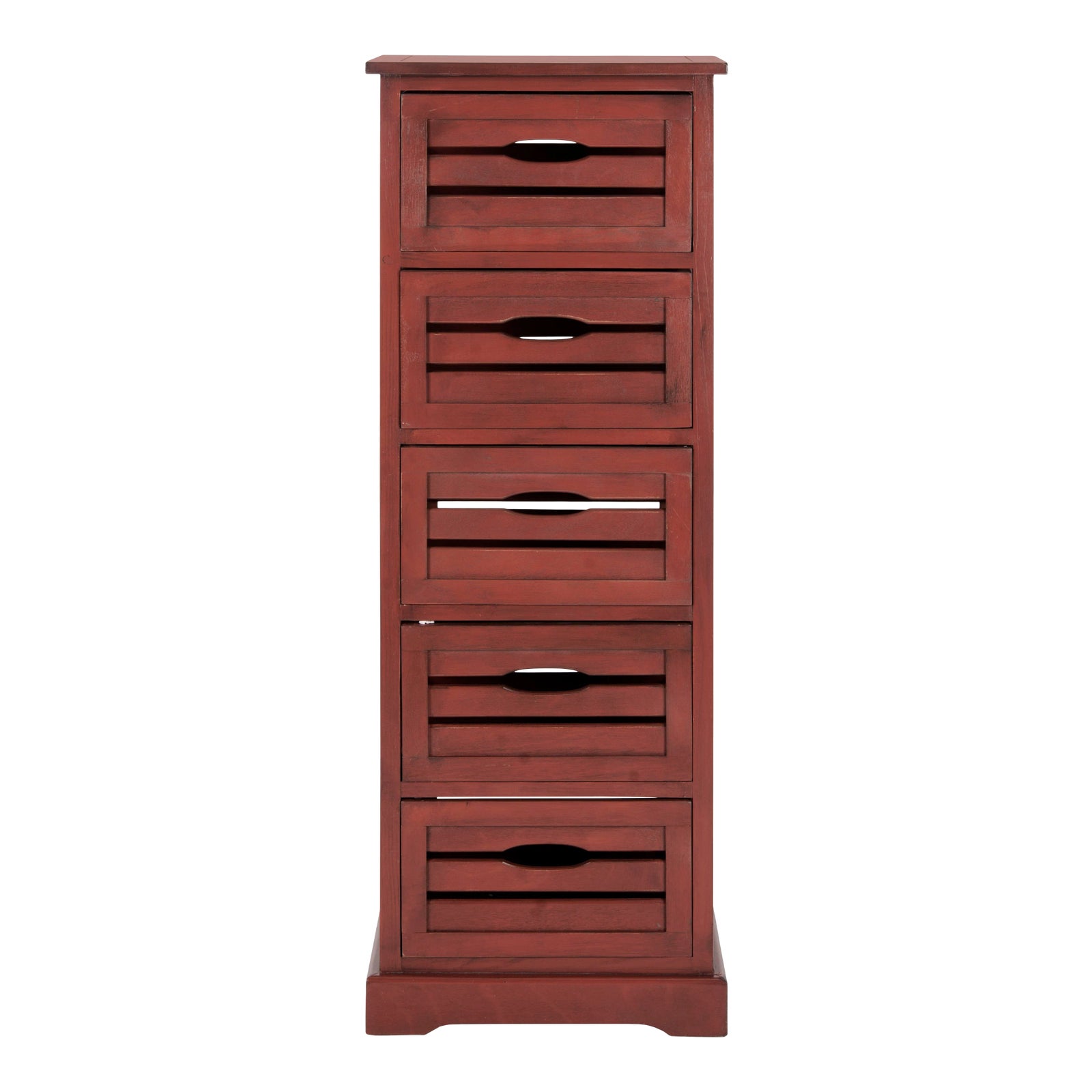 5 Drawer Cabinet, Red | Chairish