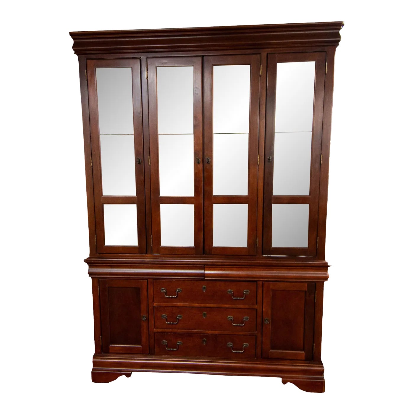 Internally Lit Solid Wood Dining Room Tableware Cabinet | Chairish