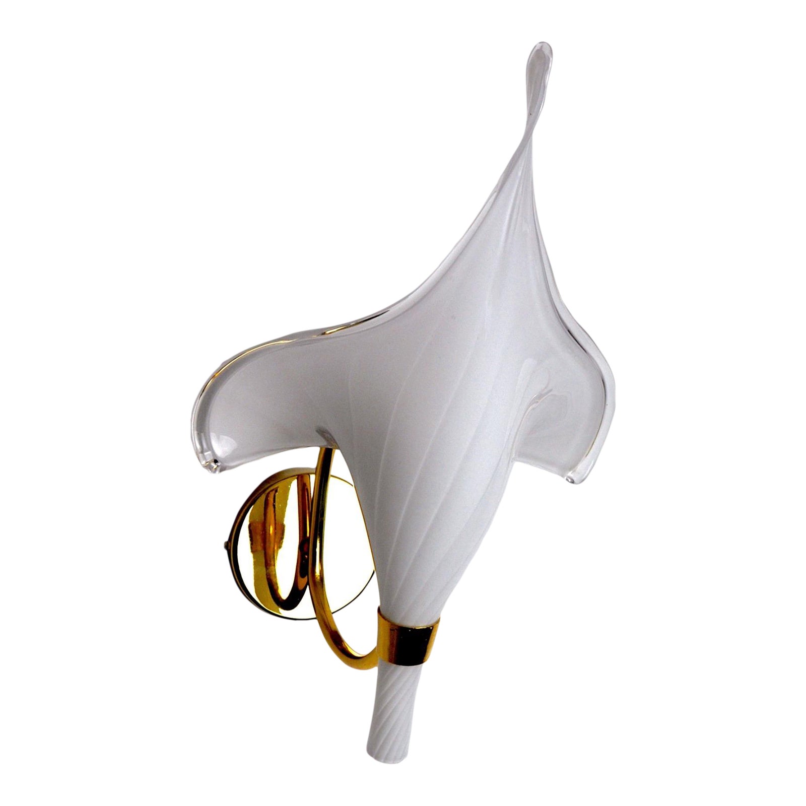 White Calla Lily Wall Lamp, Murano Glass, Italy, 1970 | Chairish