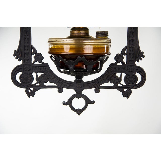 Victorian Style Adjustable Cast Iron Oil Lamp Pendant | Chairish