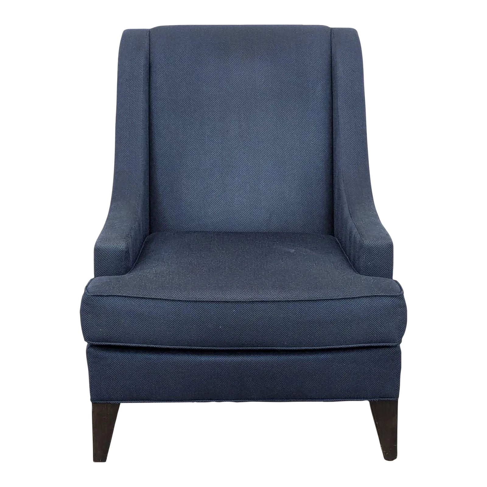 Ethan Allen Blue Tweed Wing Chair | Chairish