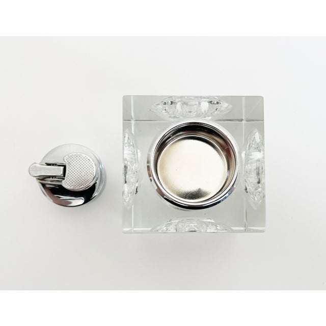 1970s Heavy Cut Glass Cube Lighter | Chairish