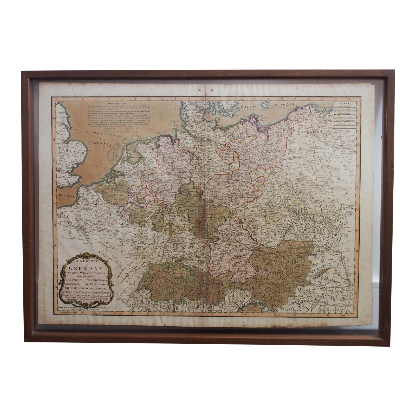 Antique 1794 Map of Germany by Laurie and Whittle, Framed and Matted ...