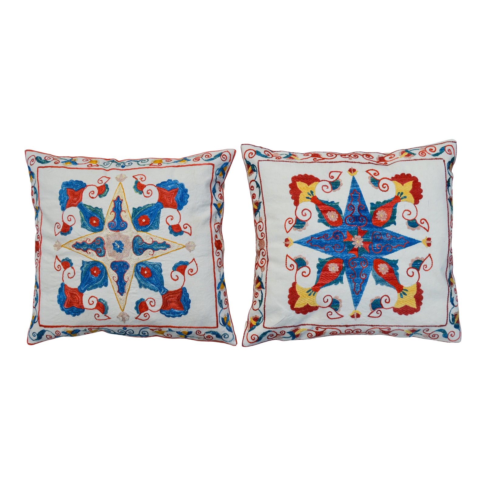 Geometric Pattern Pillows, Pair | Chairish