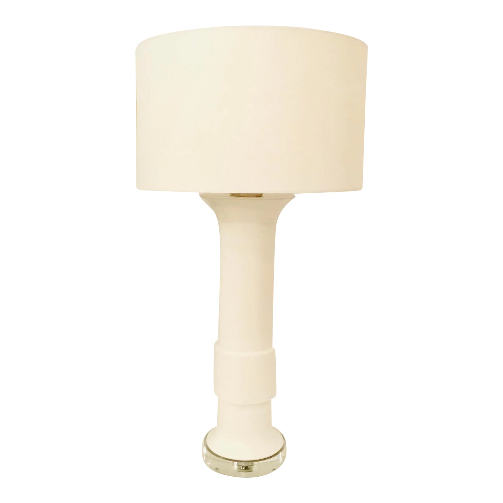 Modern White Marble Low Collar Table Lamp | Chairish