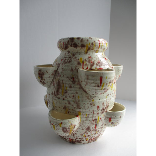 Mid-Century Modern Splatter Paint Strawberry Planter | Chairish