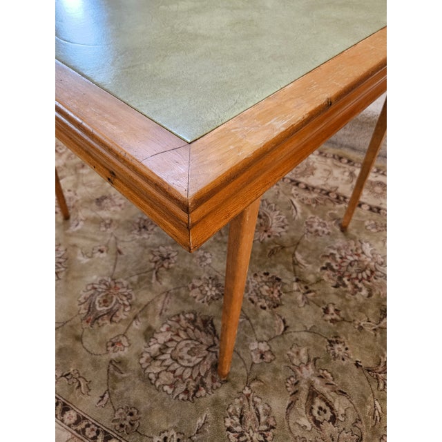 Mid 20th Century Art Deco Style Leatherette Folding Card Table | Chairish