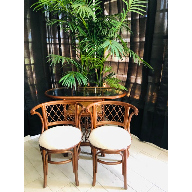 Vintage Boho Chic Bamboo/Rattan Dining Set - 3 Pieces | Chairish