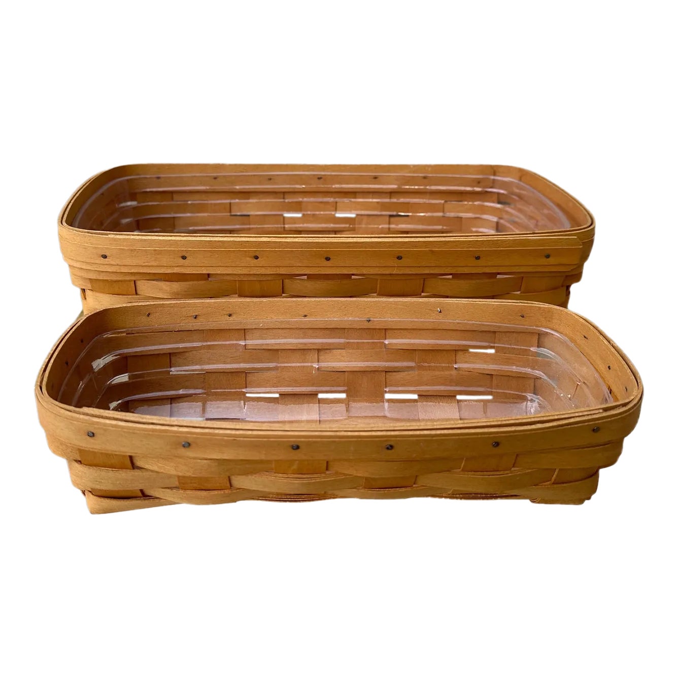 Vintage Longaberger Handwoven Rectangle Basket-A Pair | Chairish